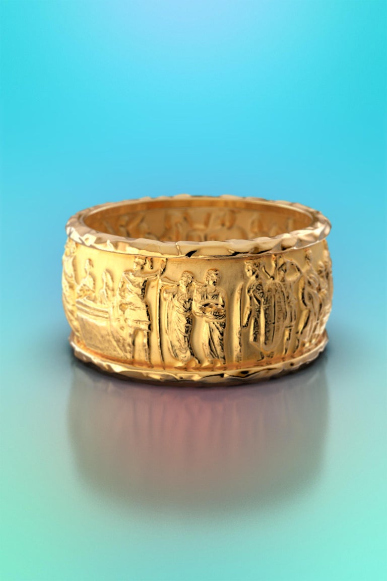 Customizable Ancient Style Solid Gold Ring, 18k Gold Ring Made in Italy ...