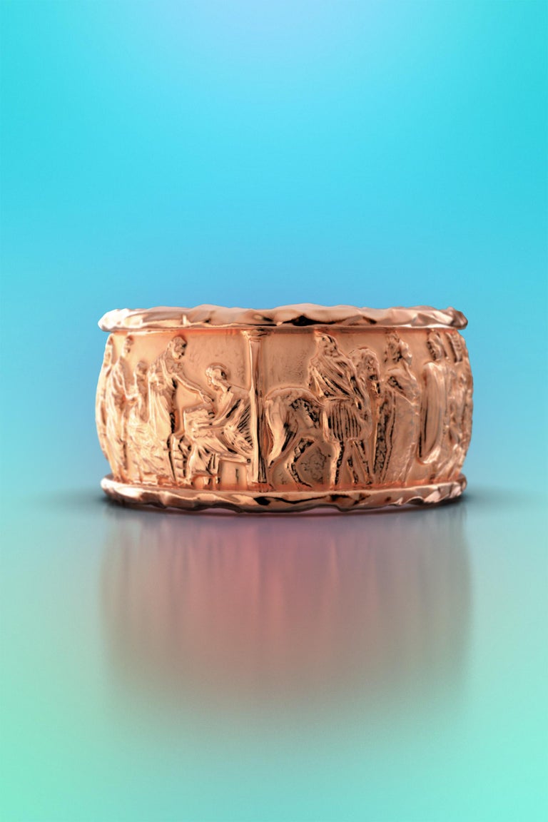 Customizable Ancient Style Solid Gold Ring, 18k Gold Ring Made in Italy ...