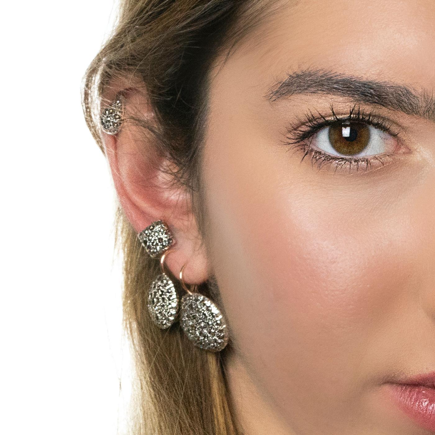 21st Century 9 Karat Rose Gold Silver and Diamond Cesellato Open Shank ...