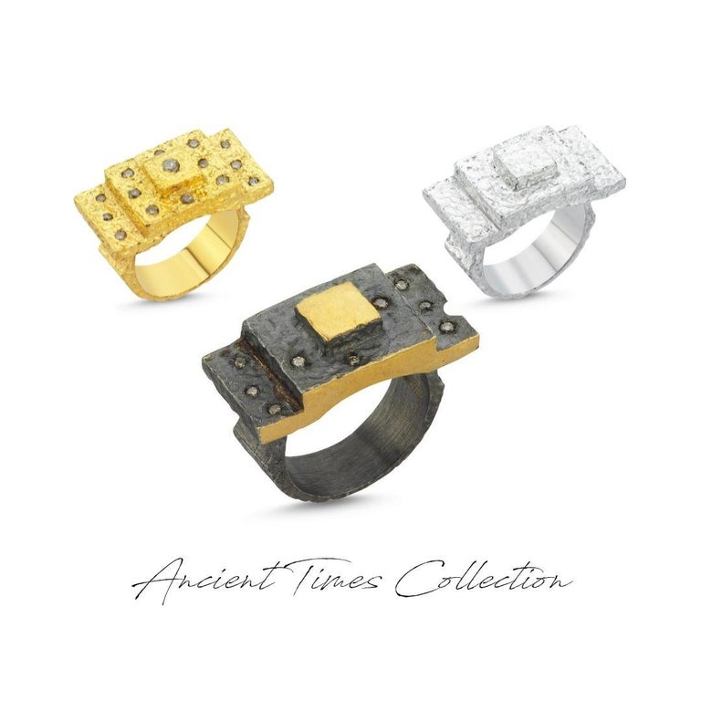 Ancient Themed Pyramid Ring 24K Micron Plated Sterling Silver and ...