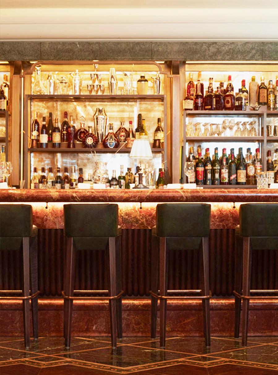 Chilcomb Bar Stool, Leather Upholstery, Oak and Brass Foot Rail For ...