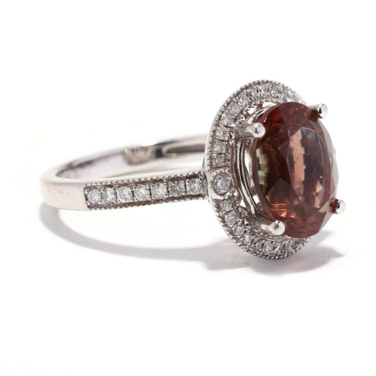 Andalusite Diamond Cocktail Ring, 14K White Gold, Ring For Sale at 1stDibs