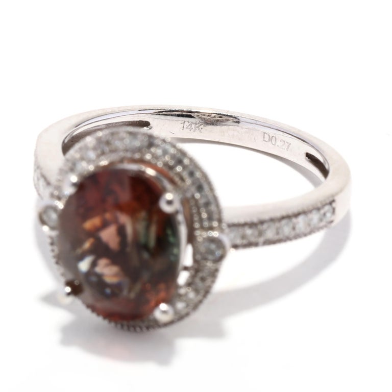 Andalusite Diamond Cocktail Ring, 14K White Gold, Ring For Sale at 1stDibs