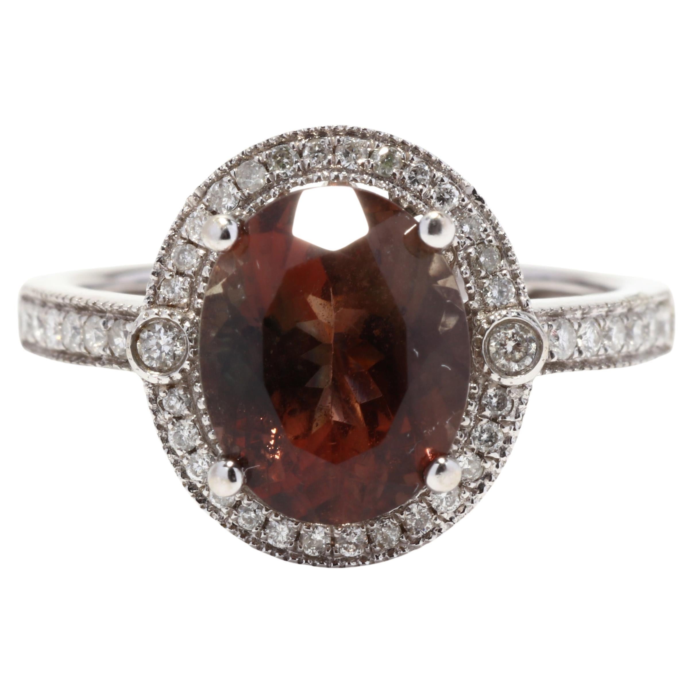 Andalusite Diamond Cocktail Ring, 14K White Gold, Ring For Sale at 1stDibs