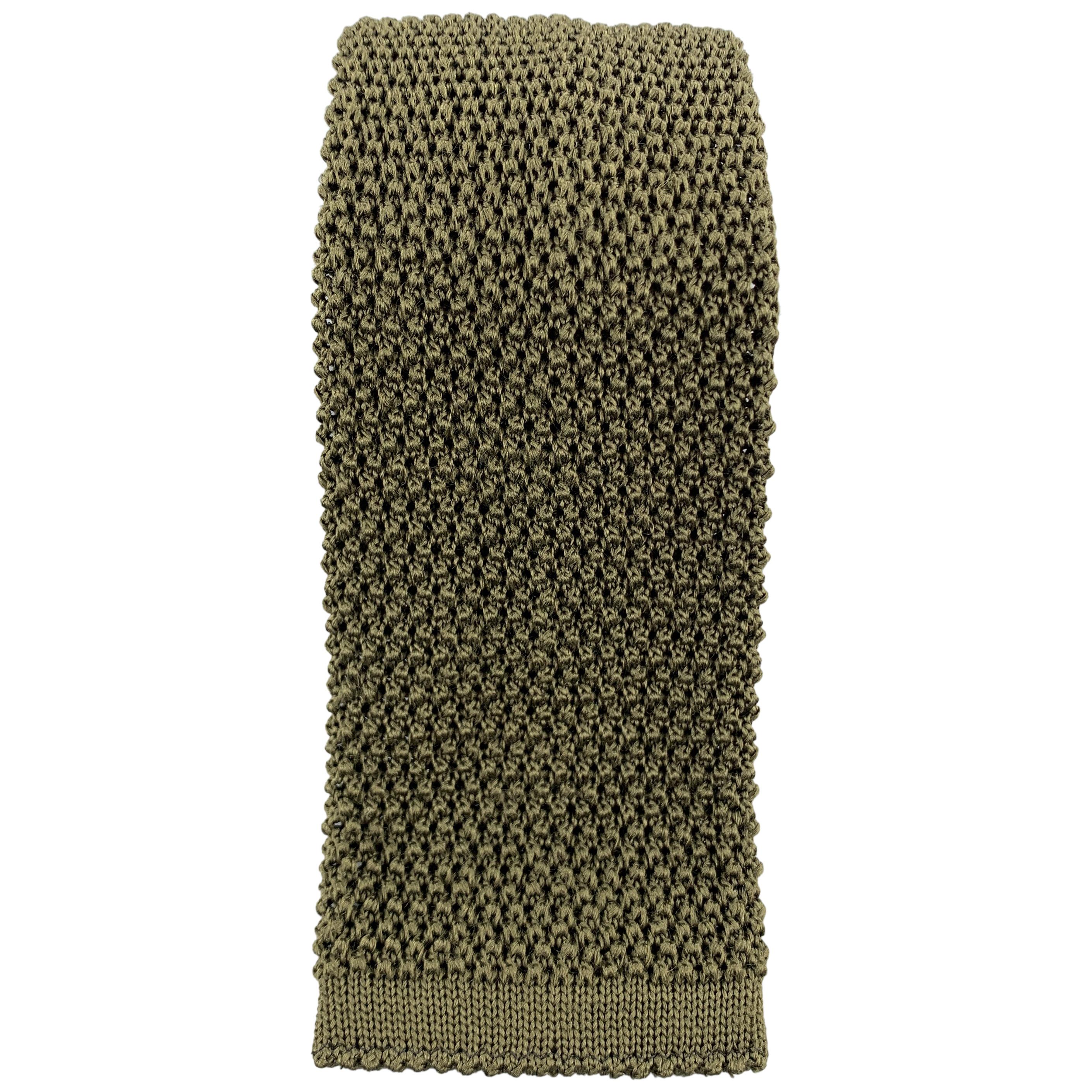 ANDERSON and SHEPPARD Olive Green Silk Textured Knit Tie at 1stDibs