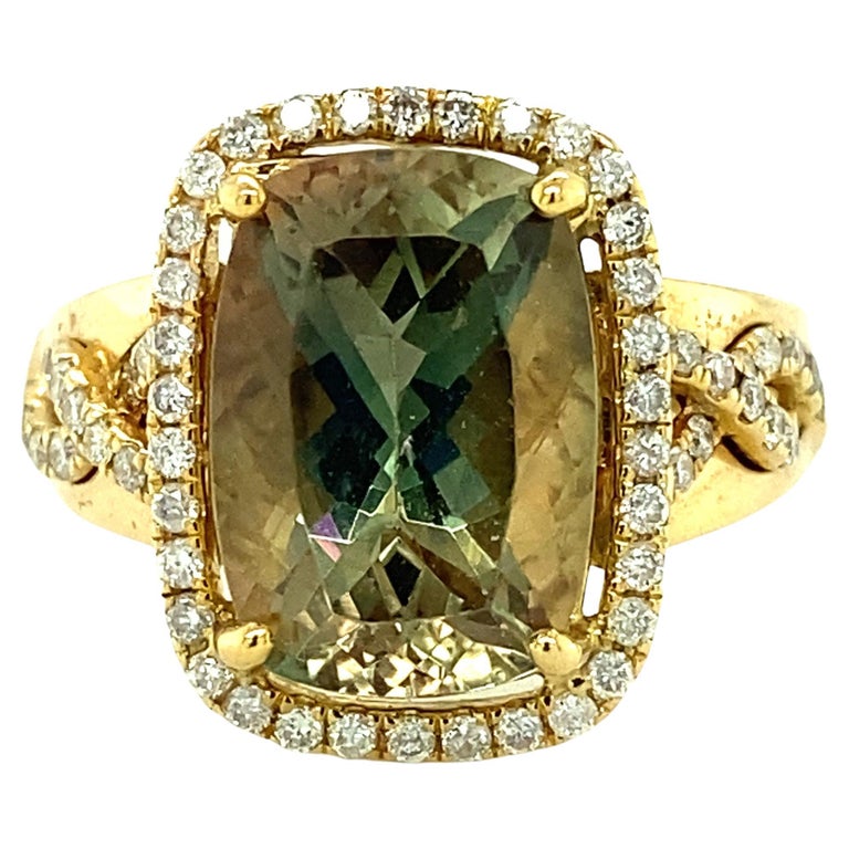 Andesine and Diamond Ring in 14 Karat Gold For Sale at 1stDibs