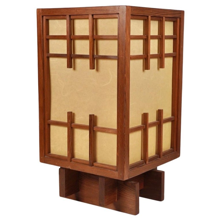 Andon Style Table Lamp in Redwood / California Studio Crafted For Sale ...