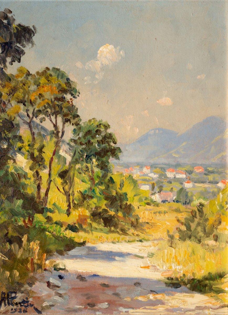 André Albertin - Path in the South of France, Original Oil, Paper on ...