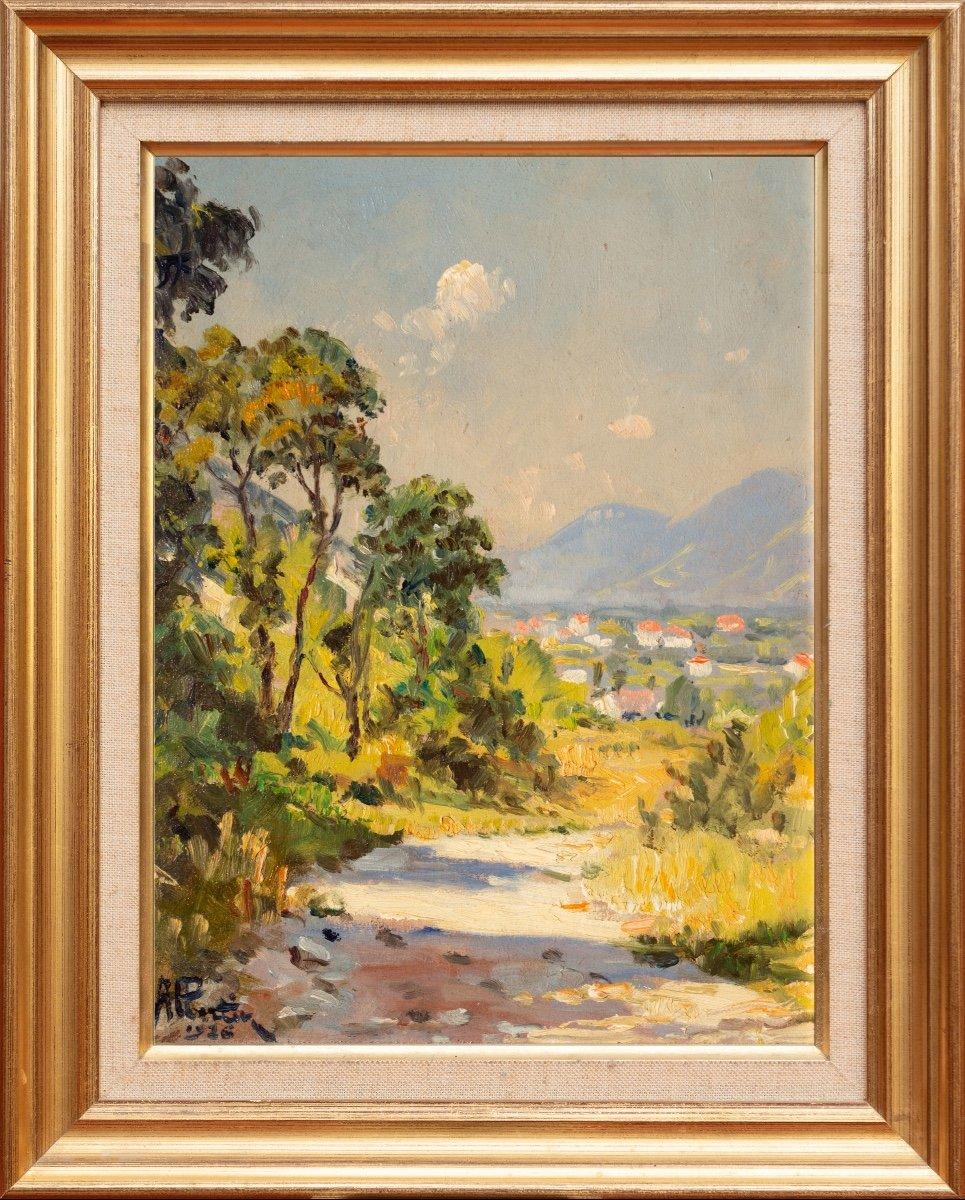 André Albertin - Path in the South of France, Original Oil, Paper on ...
