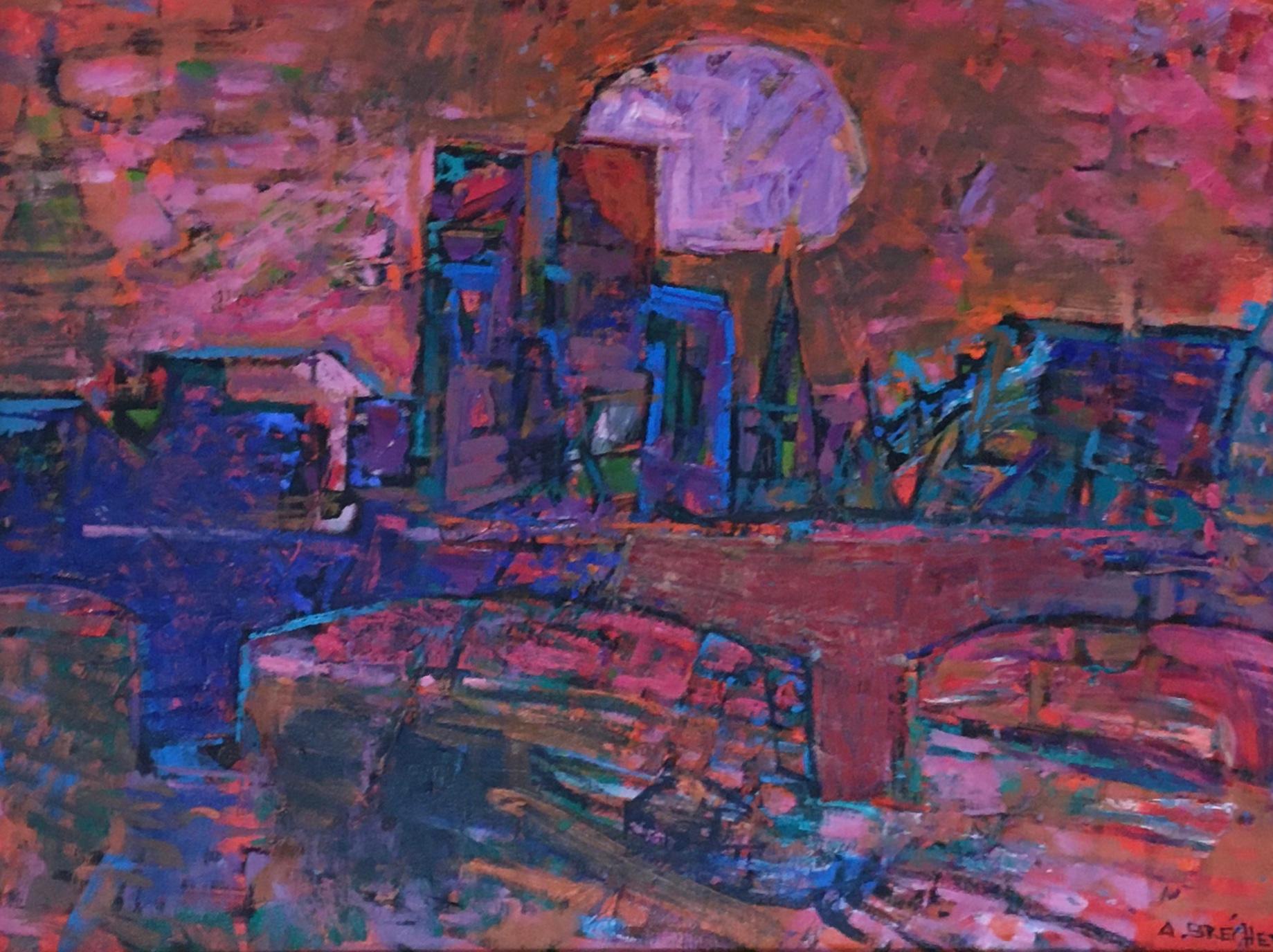 André René César Brechet - Coucher de soleil sur le Pont Royal et Notre ...