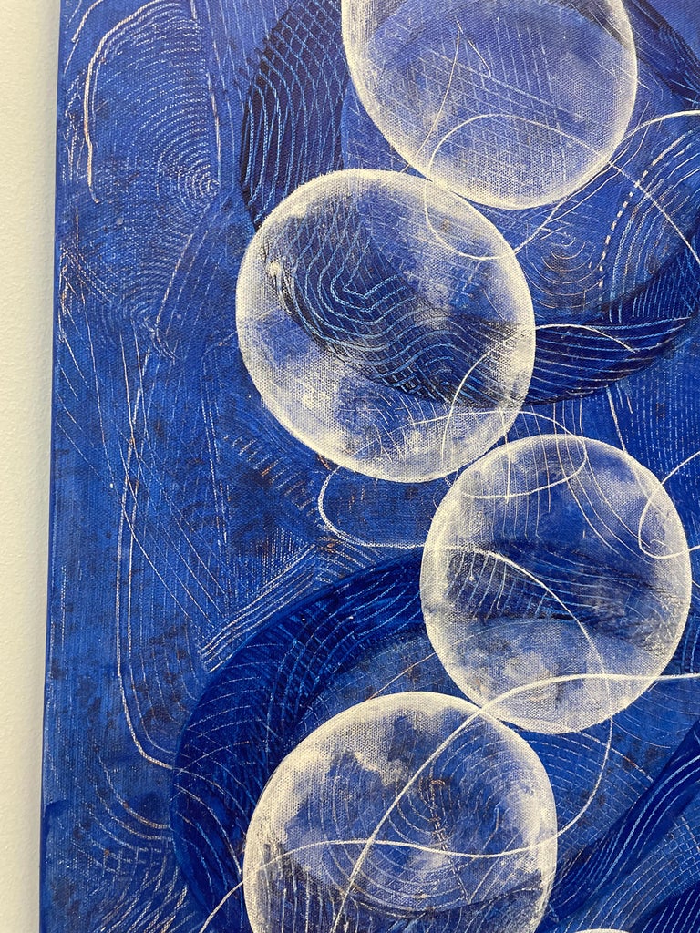 Andra Samelson - BALANCED I - Large gestural abstract painting in blue ...