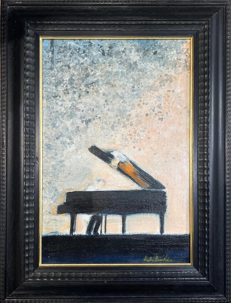 André Brasilier - oil on canvas Piano in landscape Rare painting by the ...