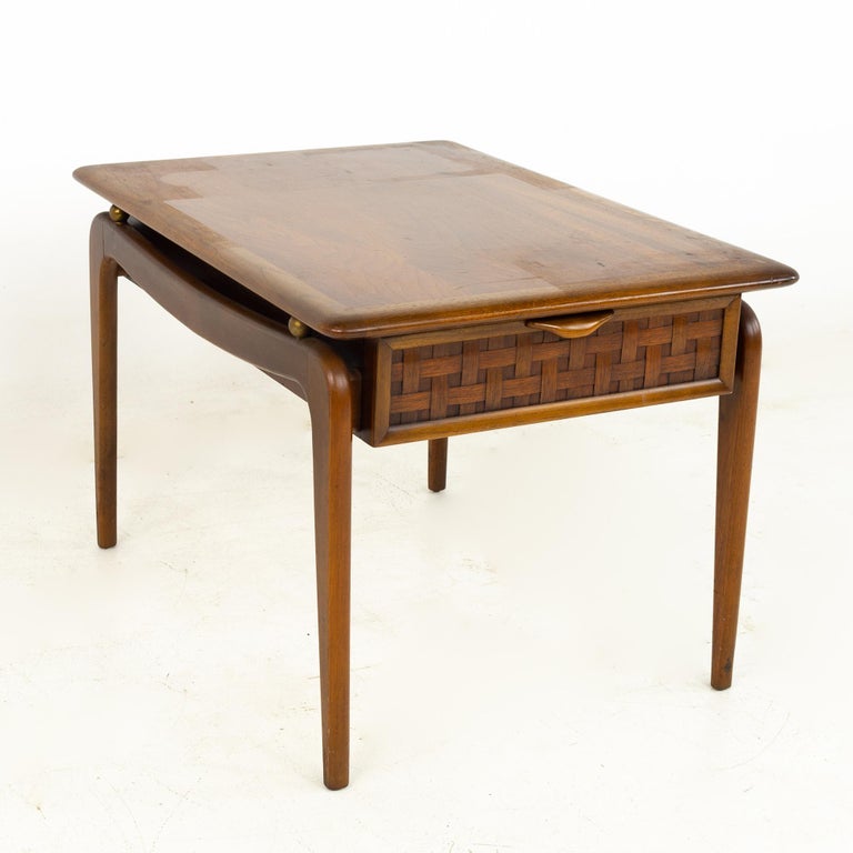Andre Bus for Lane Perception Mid Century Walnut Side End Tables, a ...