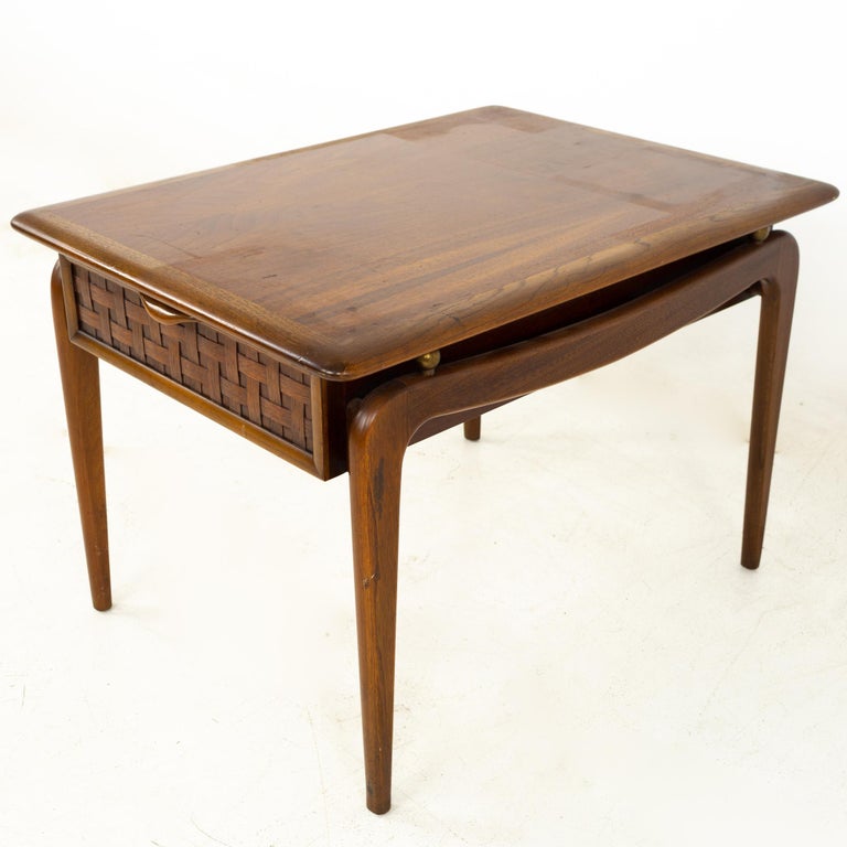 Andre Bus for Lane Perception Mid Century Walnut Side End Tables, a ...