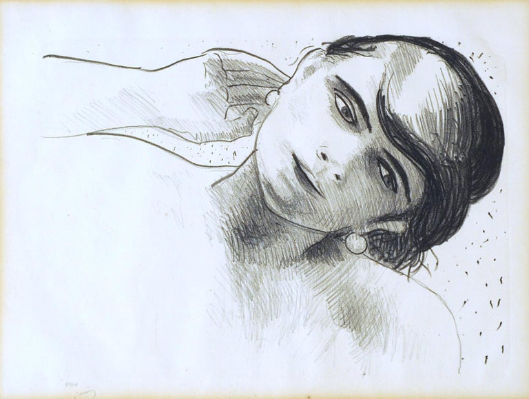 André Derain - Face of a Woman, Her hand behind the Ear For Sale at 1stDibs