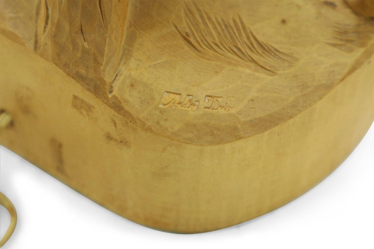 Andre Dube Mid-Century Rustic Canadian Carved Moose Form Table Lamp For Sale at 1stDibs