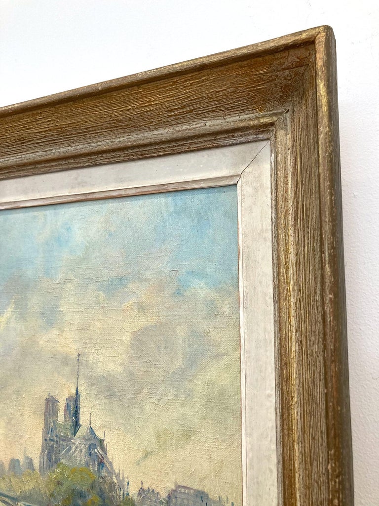 Andre Franchet - "A View of Notre-Dame" Post-Impressionist Oil Painting ...