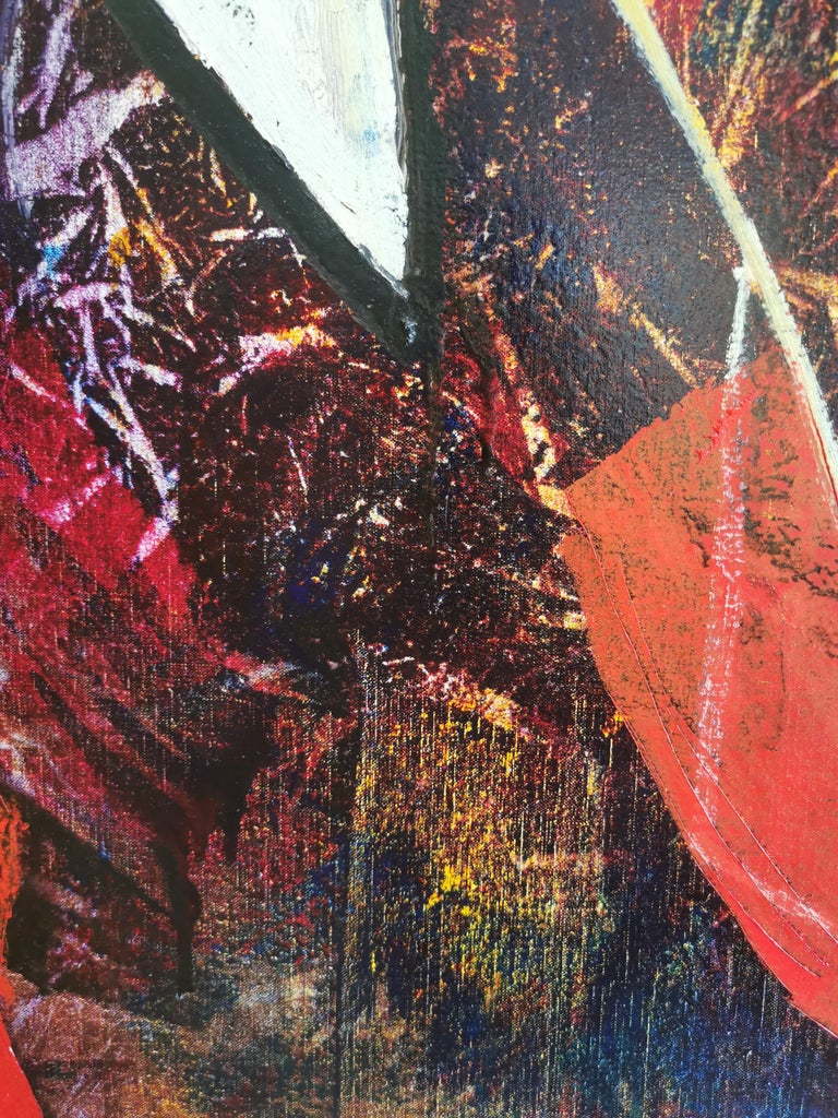 André François van Vuuren - Large Red Expressionist Portrait Oil ...