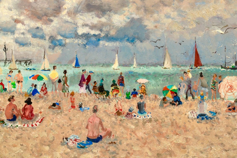 André Hambourg - Deauville - Modern Coastal Sea Landscape Oil Painting ...