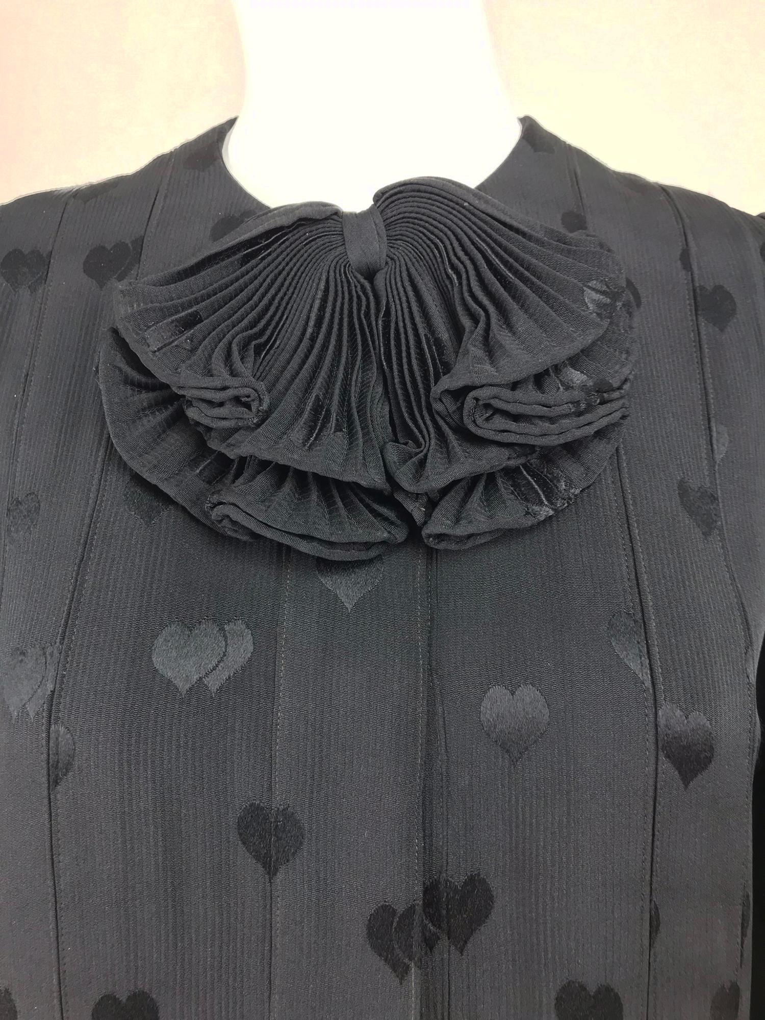 Andre' Laug black silk jacquard woven hearts dress 1970s For Sale at ...
