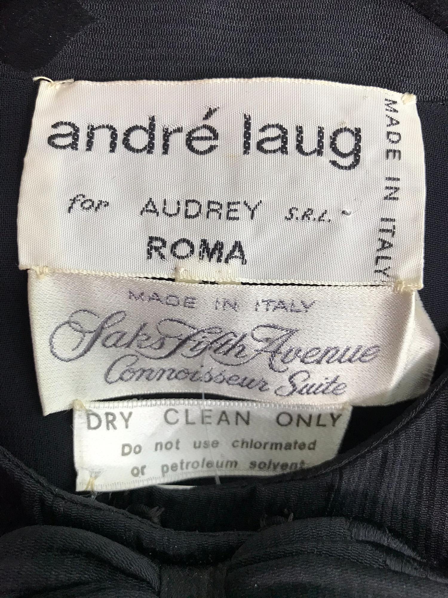 Andre' Laug black silk jacquard woven hearts dress 1970s For Sale at ...