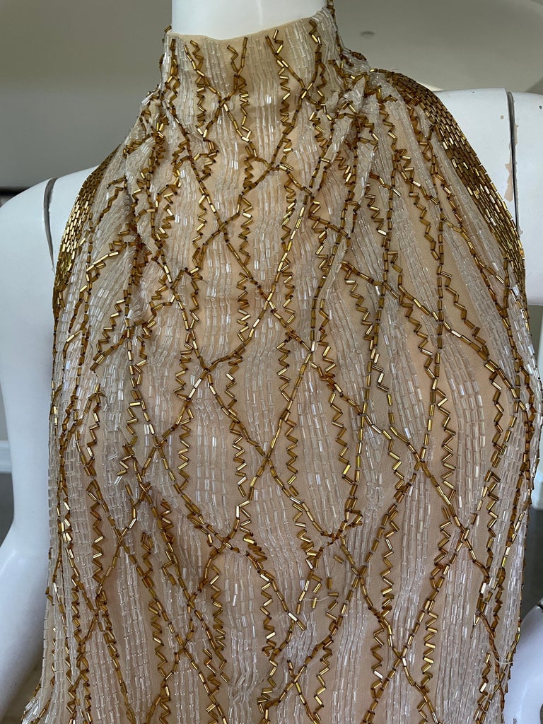Andre Laug for Audrey Rome 1980's Gold Beaded Cocktail Dress For Sale ...