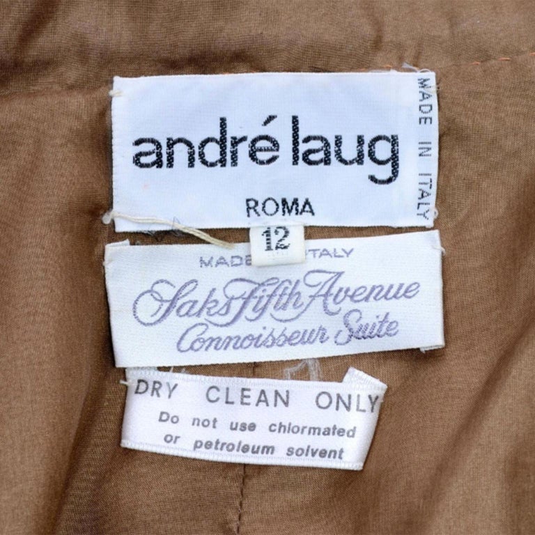 Rare Andre Laug Vintage Jacket Toffee Brown Marabou Feathers Silk Lined ...
