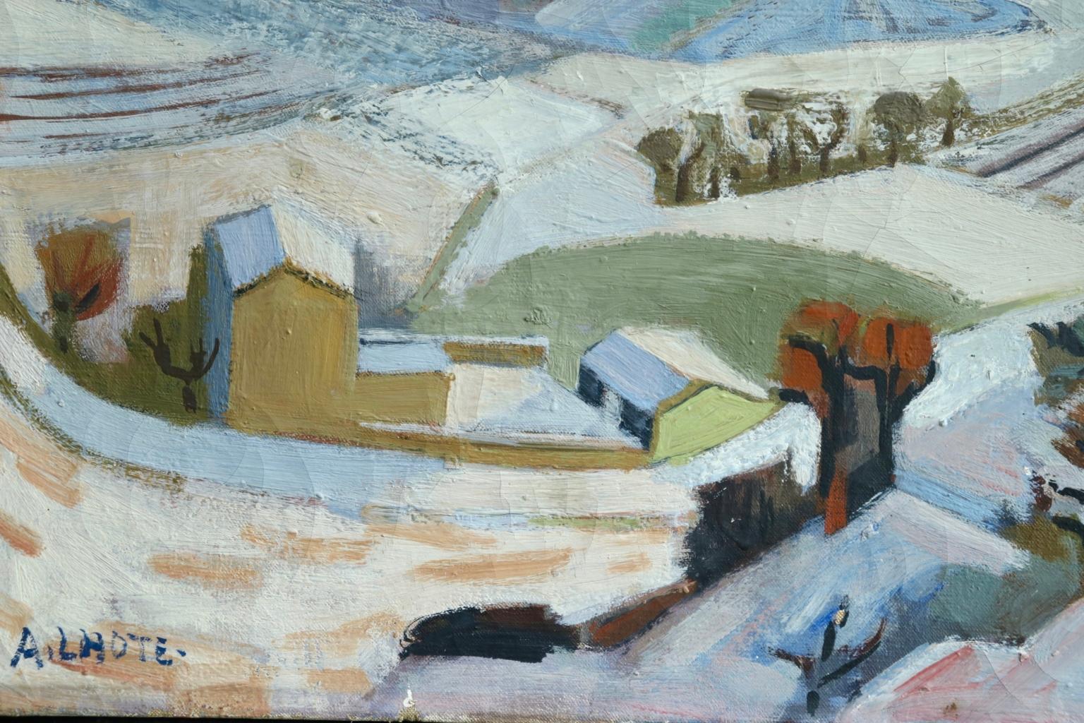 André Lhote - Neige a Gordes - 20th Century Cubist Oil, Snowy Winter Landscape by Andre Lhote at ...