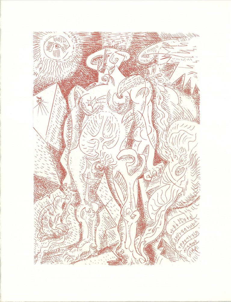 André Masson - 1974 Andre Masson ''Le Septieme Chant'' Cubism White,Red ...