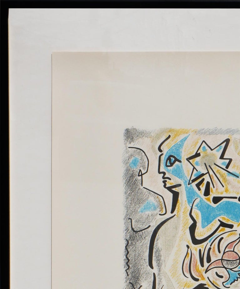 André Masson - “Omaggio a Michelangelo” Blue-Toned Abstract Colored ...