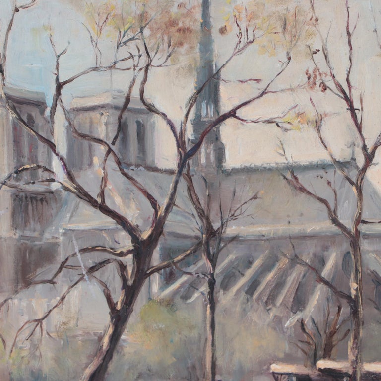 Andre Michel "Notre-Dame de Paris Cathedral", Oil on Masonite For Sale ...