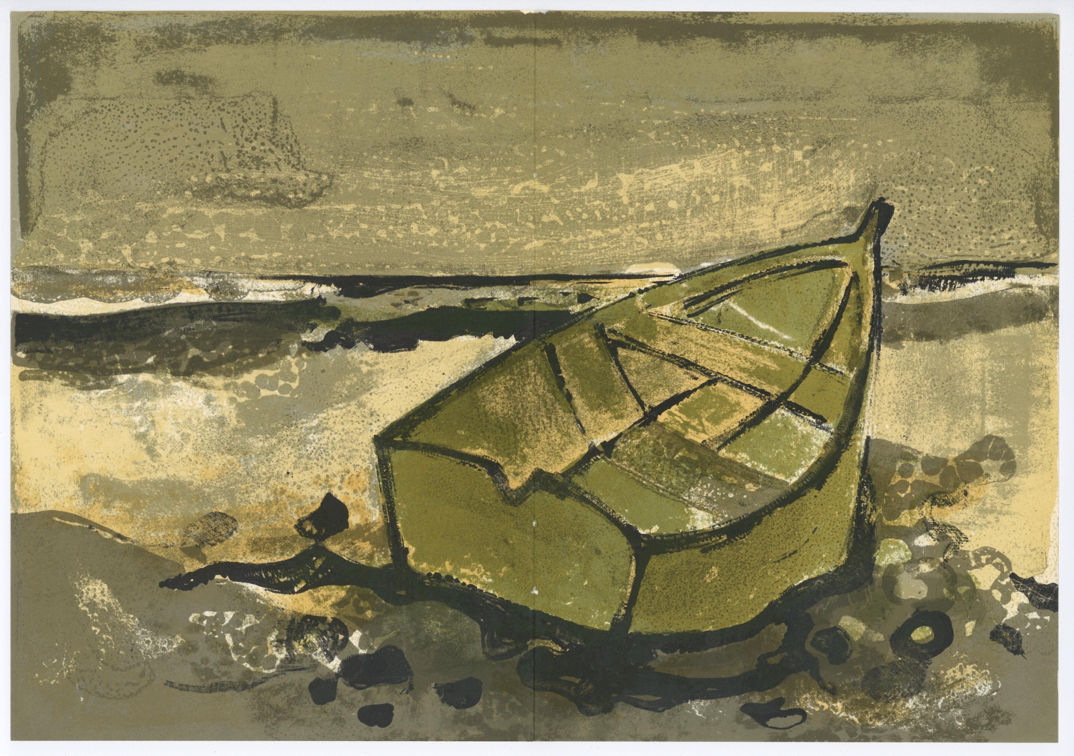 Andre Minaux - "La barque echouee" original lithograph For Sale at 1stDibs
