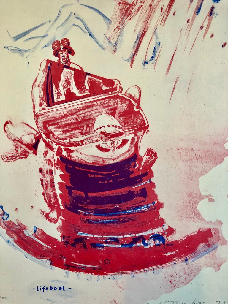 André Thomkins - 1970s Modernist Swiss Colorful Surrealism Signed Dada ...