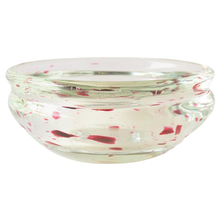 André Thuret, Heavy Glass Bowl with Red Inclusions, C. 1930 For Sale at ...