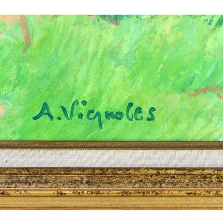 Andre Vignoles Signed Landscape Painting For Sale at 1stDibs