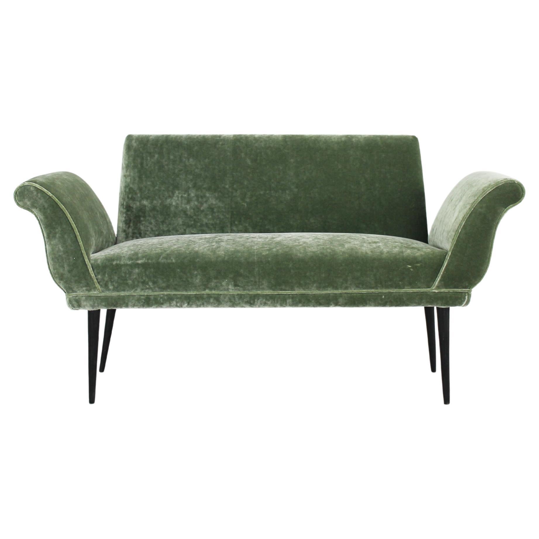 Andrea Busiri Vici Bench in Wood and Green Velvet Italian Manufacture ...