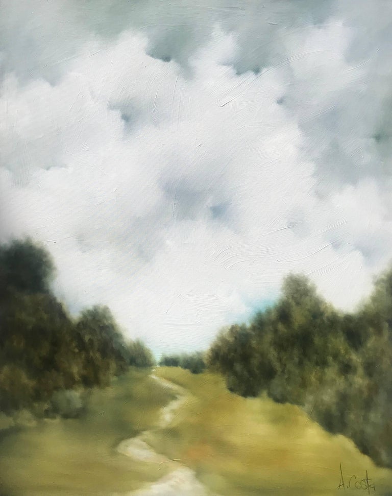 Andrea Costa - Path Chosen, Large Vertical Oil on Gesso Impressionist ...