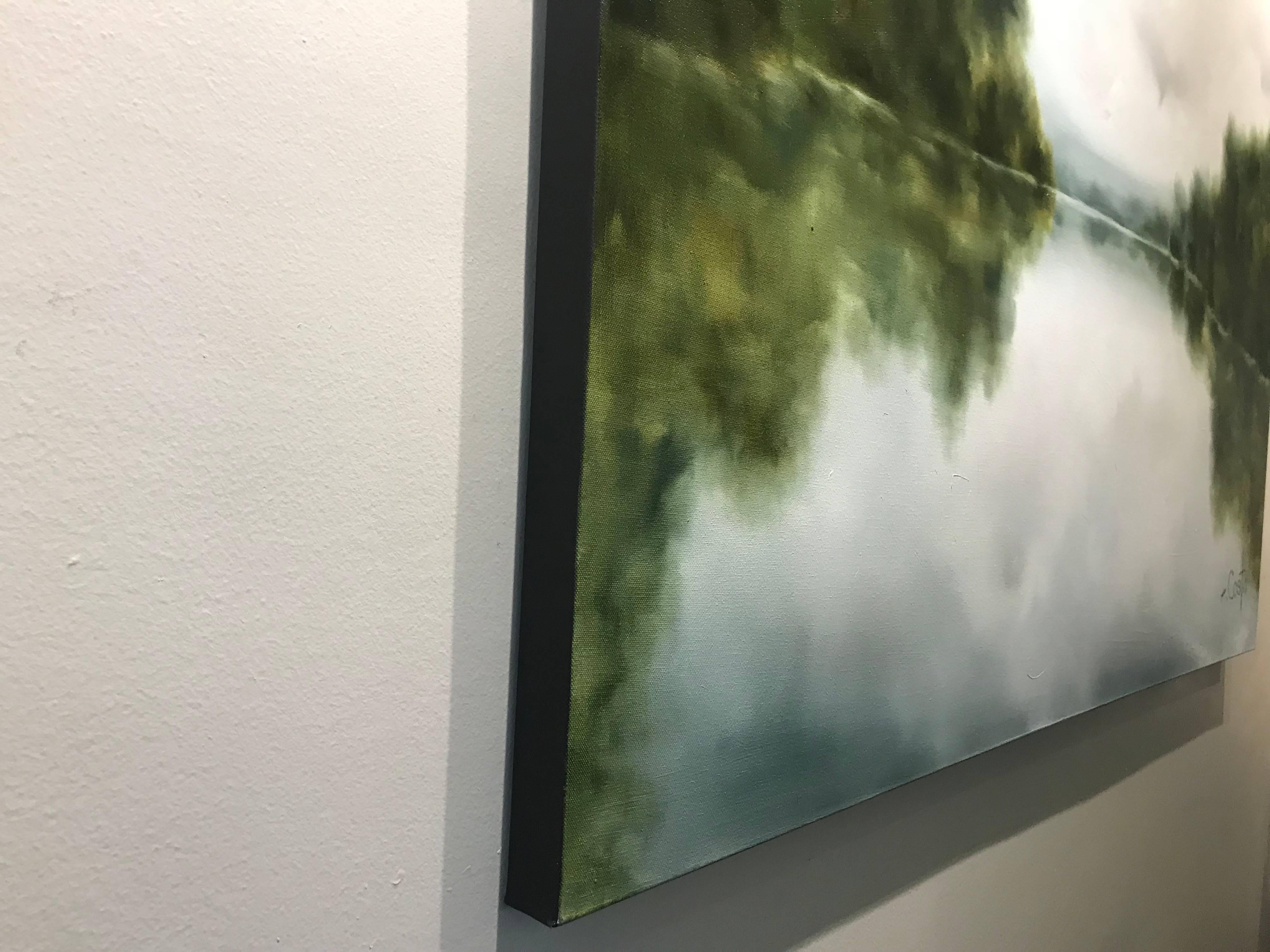 Andrea Costa - Shhh, Large Vertical Impressionist Landscape Lake ...