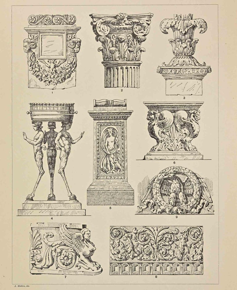 Decorative Motifs - Roman Styles - Chromolithograph by Andrea Mestica ...