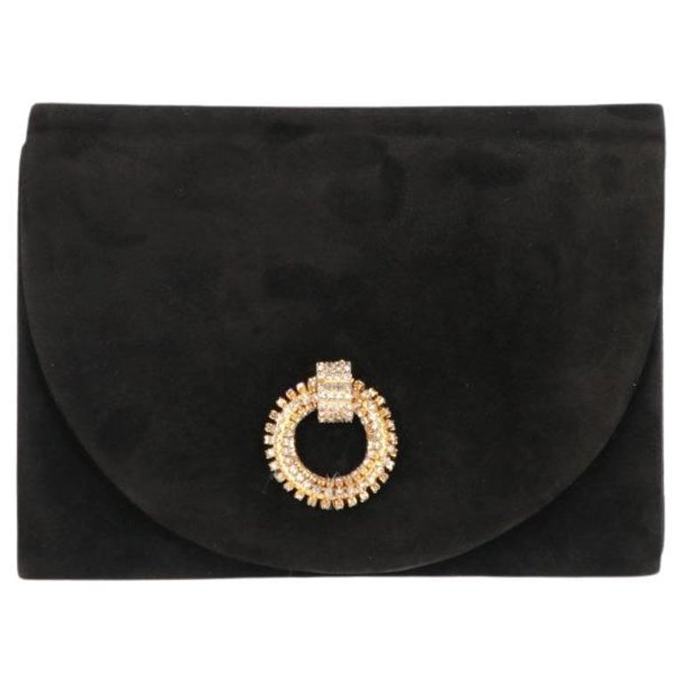 Andrea Pfister Vintage black suede 80s handbag For Sale at 1stDibs