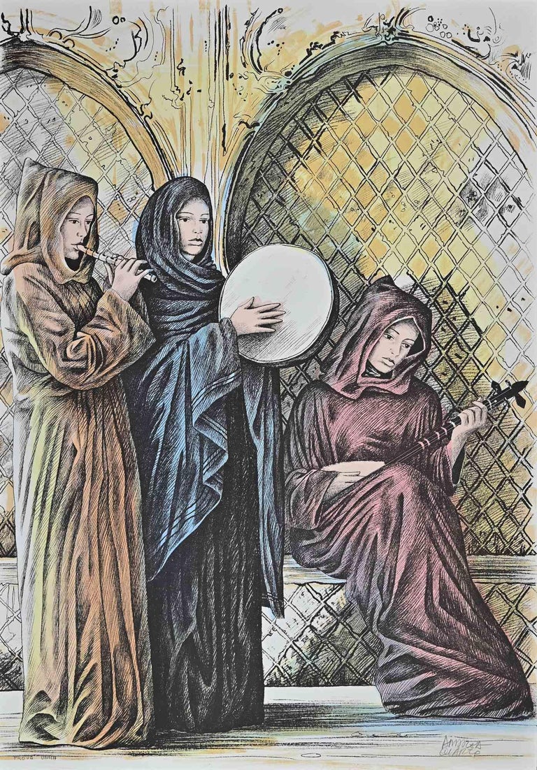 Andrea Quarto - Oriental Women - Hand-Colored Lithograph by A. Quarto ...