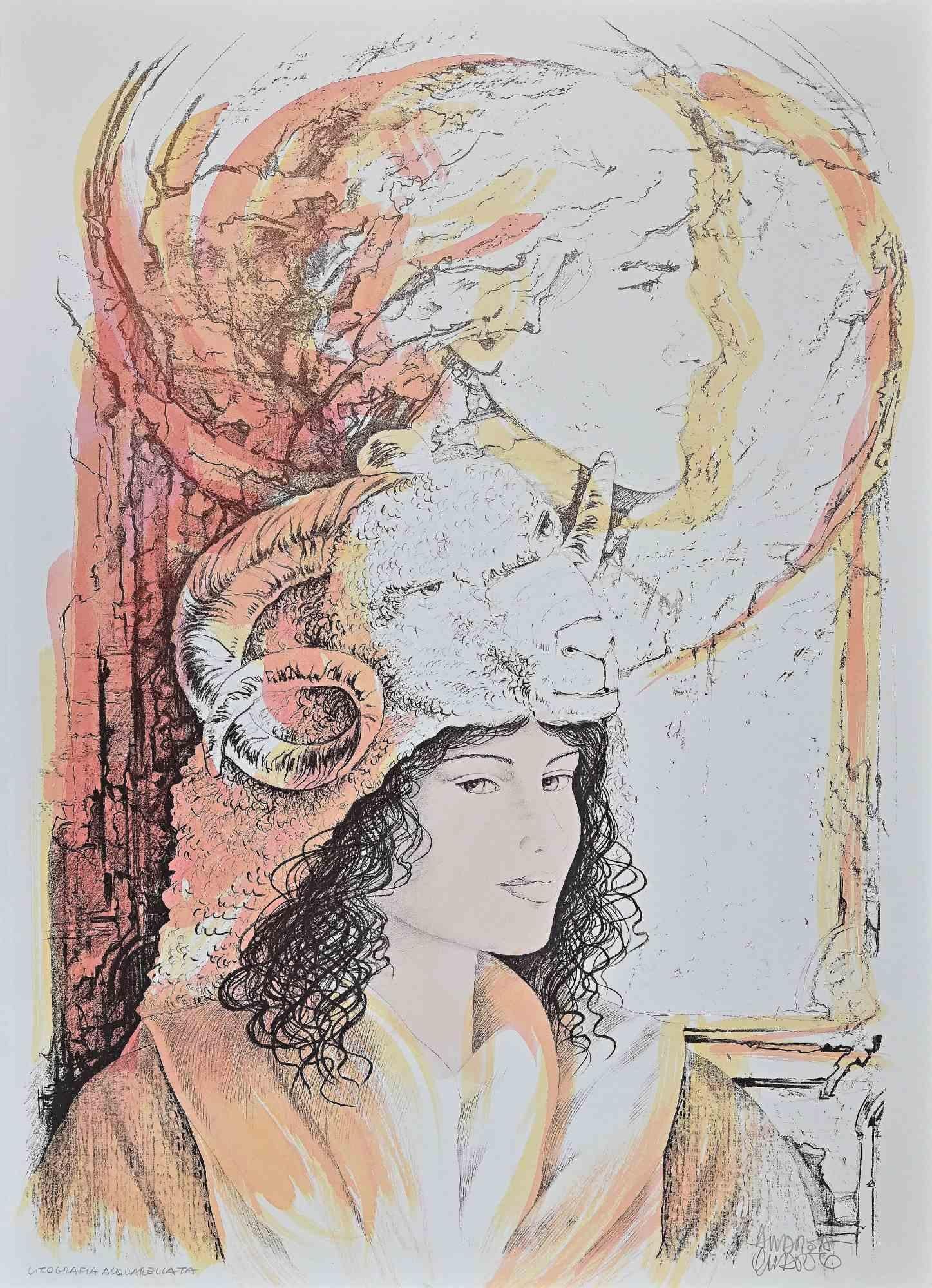 Andrea Quarto - Painter and Commerce - Hand-Colored Lithograph by A ...