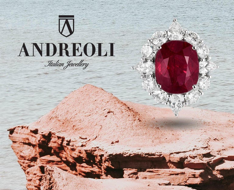 Andreoli 13.57 Carat Mozambique Ruby Diamond 18 Karat Platinum Ring Certified For Sale at 1stDibs