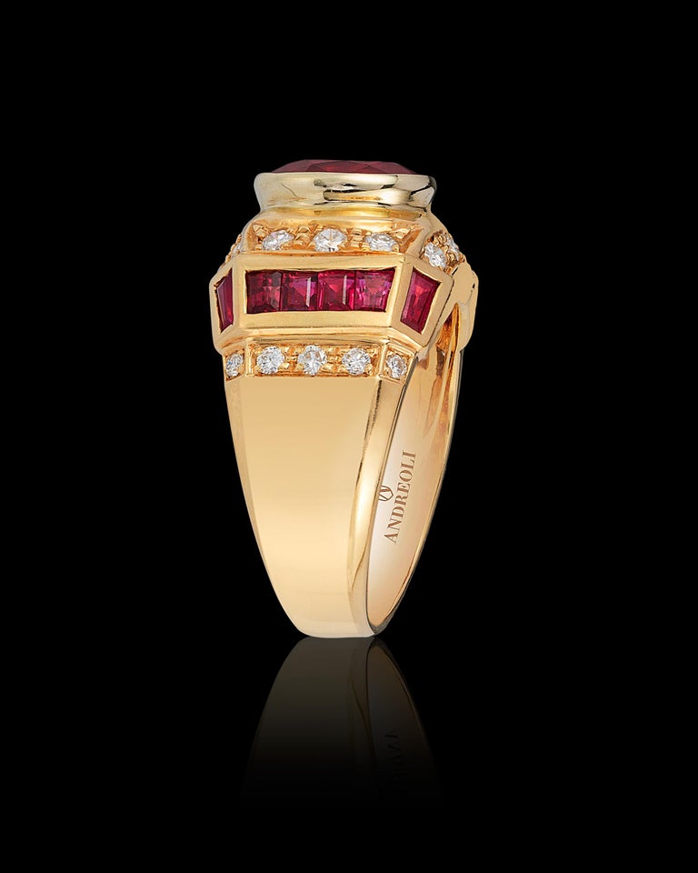 Andreoli Burma Burmese Ruby Diamond Cocktail Ring 18 Karat Gold CDC Certified For Sale at 1stDibs