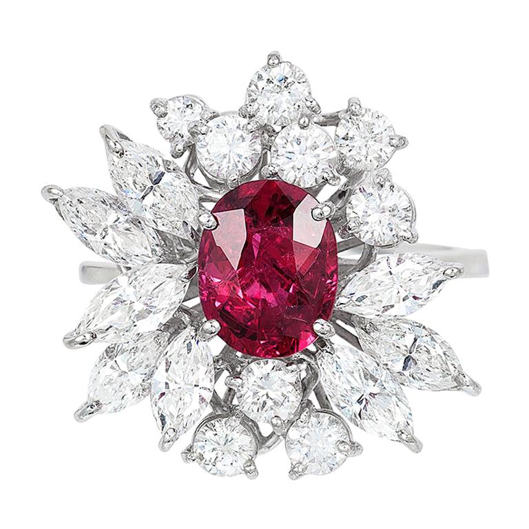 Andreoli CDC Certified 1.70 Carat Thailand Siam Oval Ruby Diamond Cocktail Ring For Sale at ...