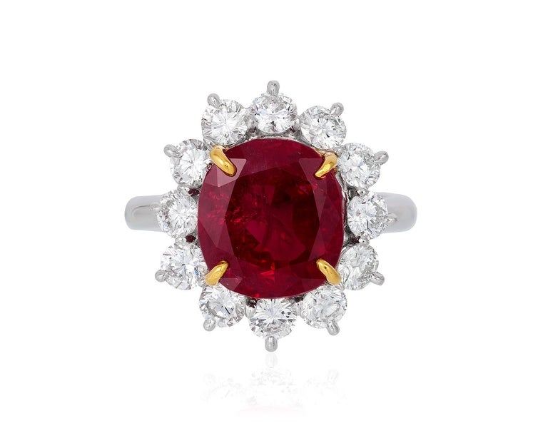 Andreoli GIA Certified 6.03 Carat Burma Ruby Diamond Platinum Ring For Sale at 1stDibs