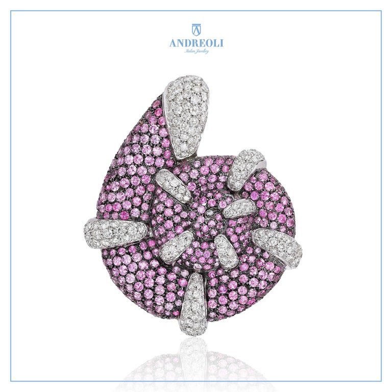 Andreoli Pink Sapphire Diamond Seashell Seahorse Brooch Pin 18 Karat ...