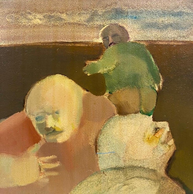 Andres - Large French Surrealist Oil Painting Male Figurative Scene For ...