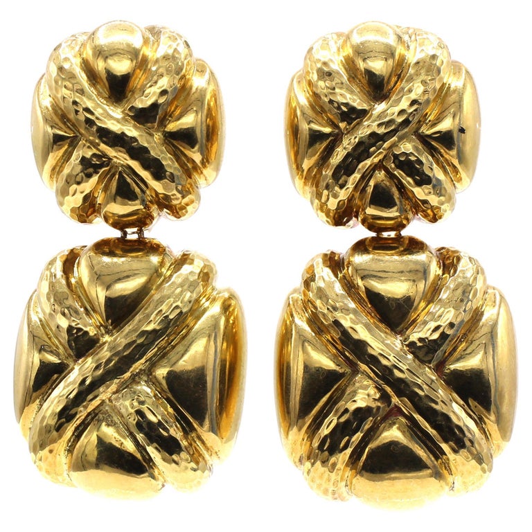 Andrew Clunn 1980s 18 Karat Gold Ear Pendants For Sale at 1stDibs