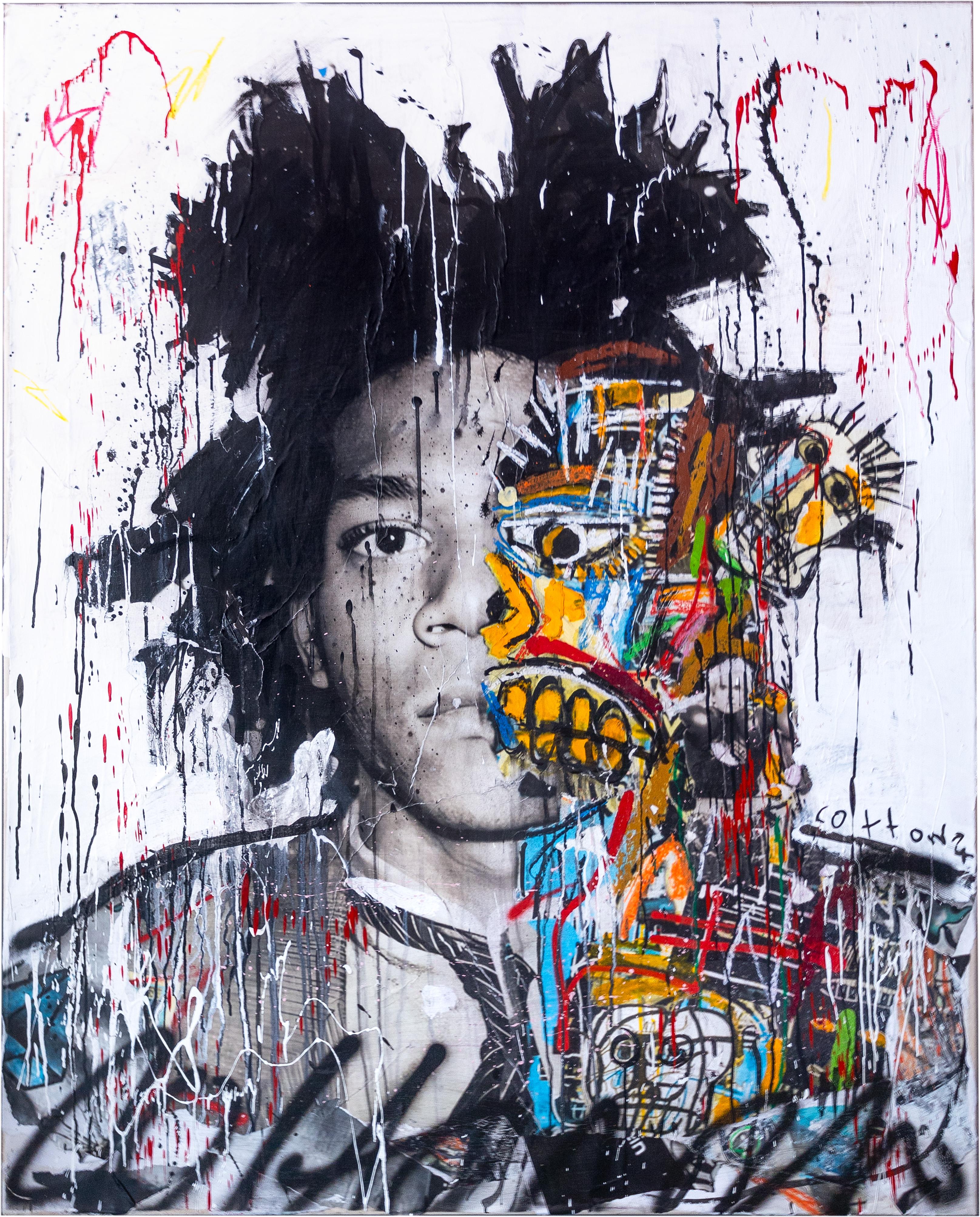 Andrew Cotton - 'Basquiat' Unique Street Art Painting Collage, 2024 For ...